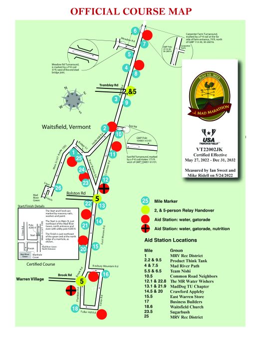 COURSE MAPS – Mad Marathon Mad Half Relays 5K and 10K