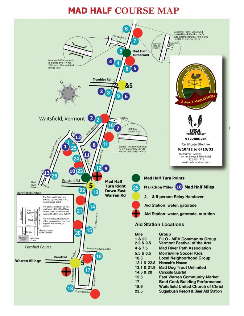 COURSE MAPS – Mad Marathon Mad Half Relays 5K and 10K